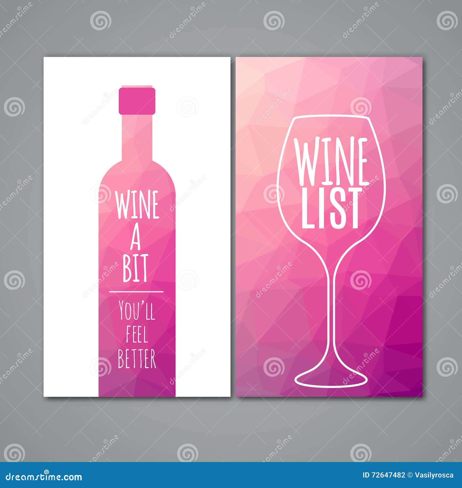 Polygonal Wine Menu Design Template. Restaurant Bar Menu for Wine Stock ...