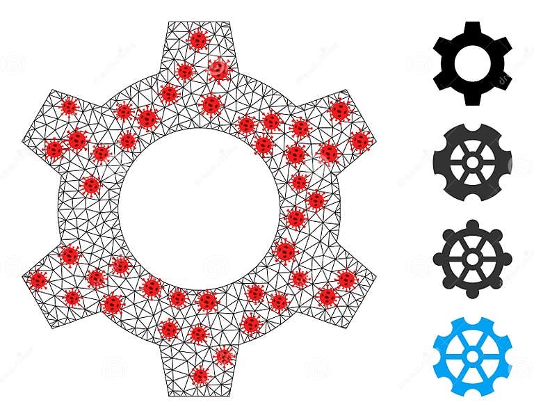 Polygonal Wire Frame Cog Icon with Infectious Centers Stock Vector ...