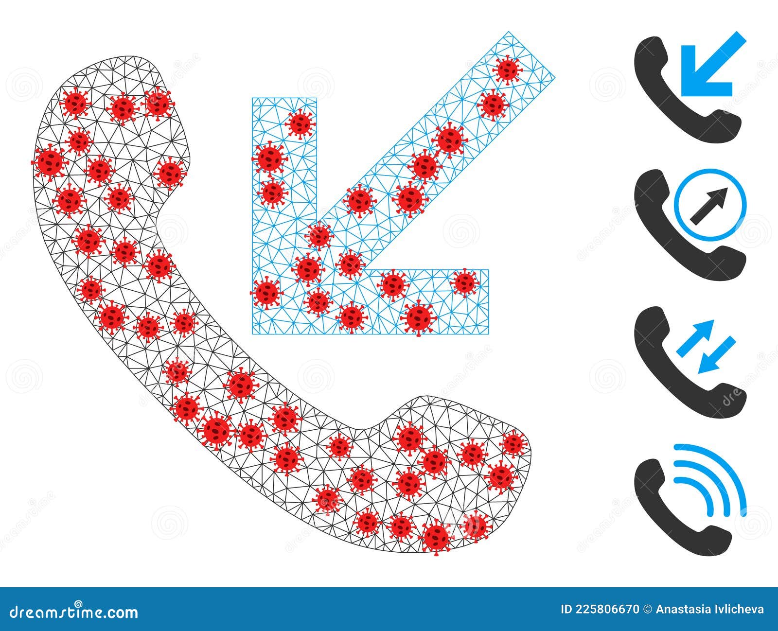 Polygonal Wire Frame Incoming Call Pictogram with Infection Nodes Stock ...