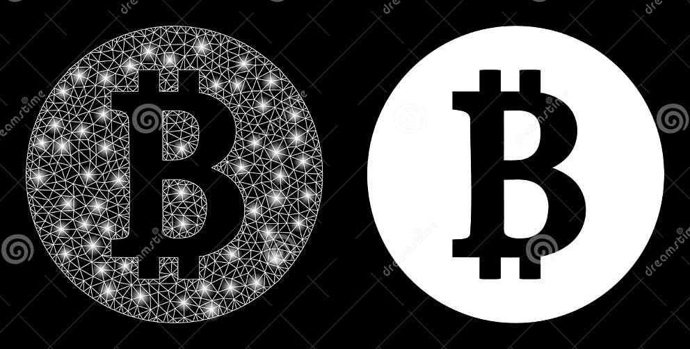 Polygonal Wire Frame Mesh Bitcoin Coin with Glare Spots Stock Vector ...