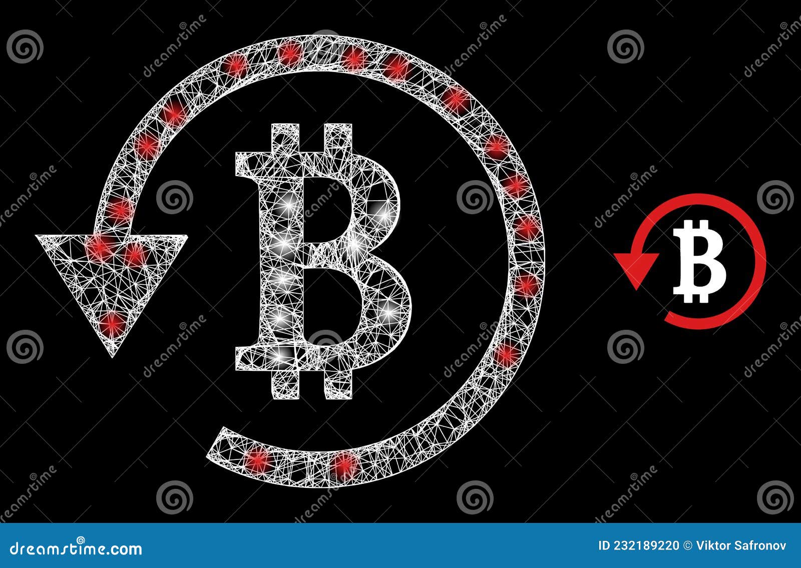 Polygonal Wire Frame Mesh Bitcoin Refund with Light Spots Stock Vector ...