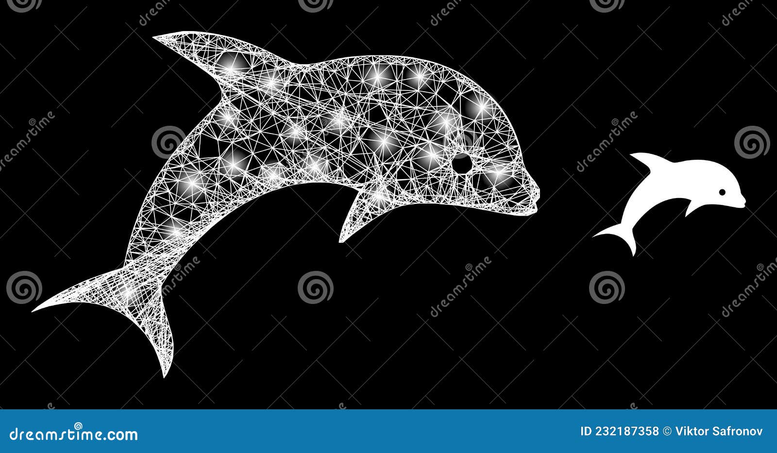 Polygonal Wire Frame Mesh Dolphin with Magic Stock Vector ...