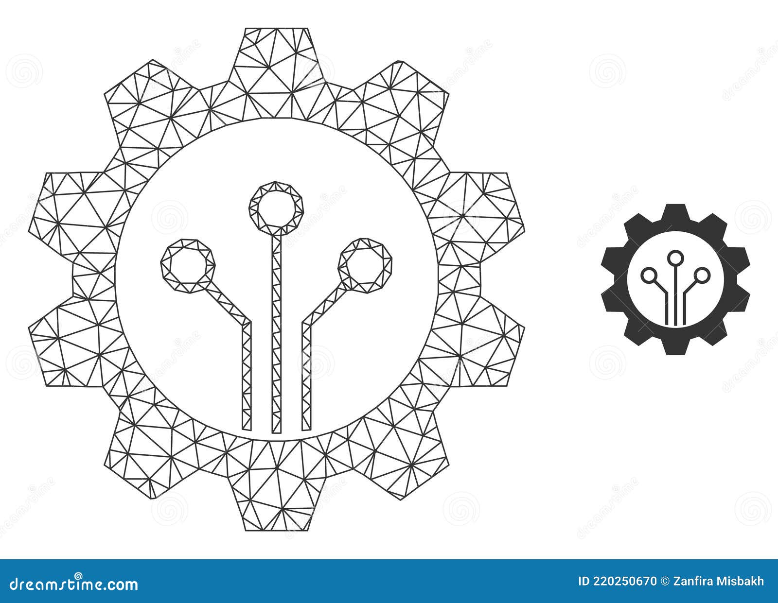 Polygonal Wire Frame Mesh Gear Sensor Icon Stock Vector - Illustration ...