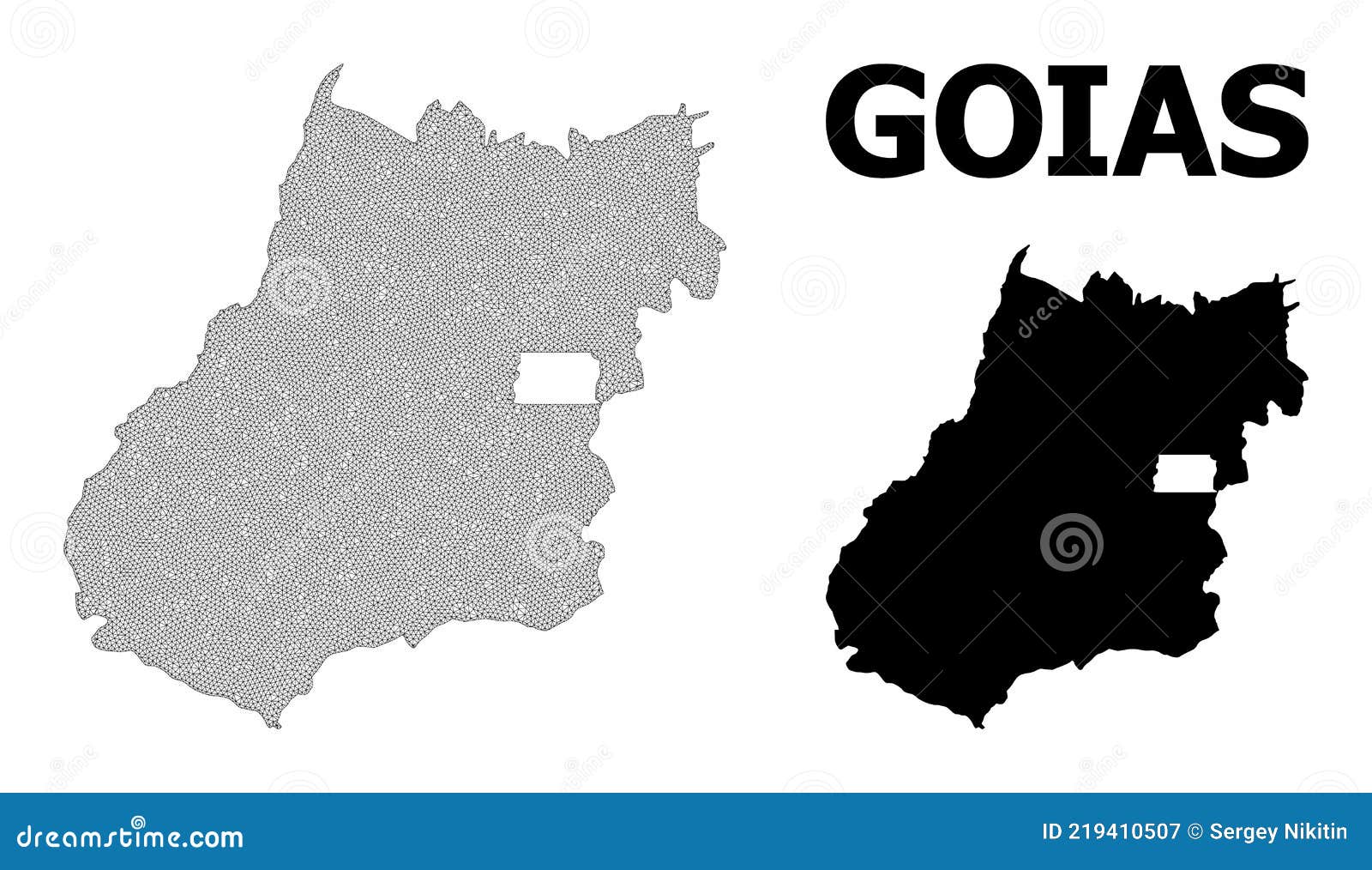 Polygonal Wire Frame Mesh High Detail Vector Map of Goias State ...