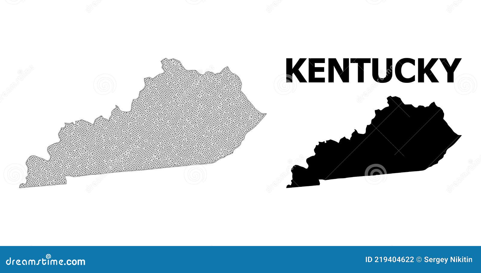 Polygonal Wire Frame Mesh High Detail Vector Map of Kentucky State ...
