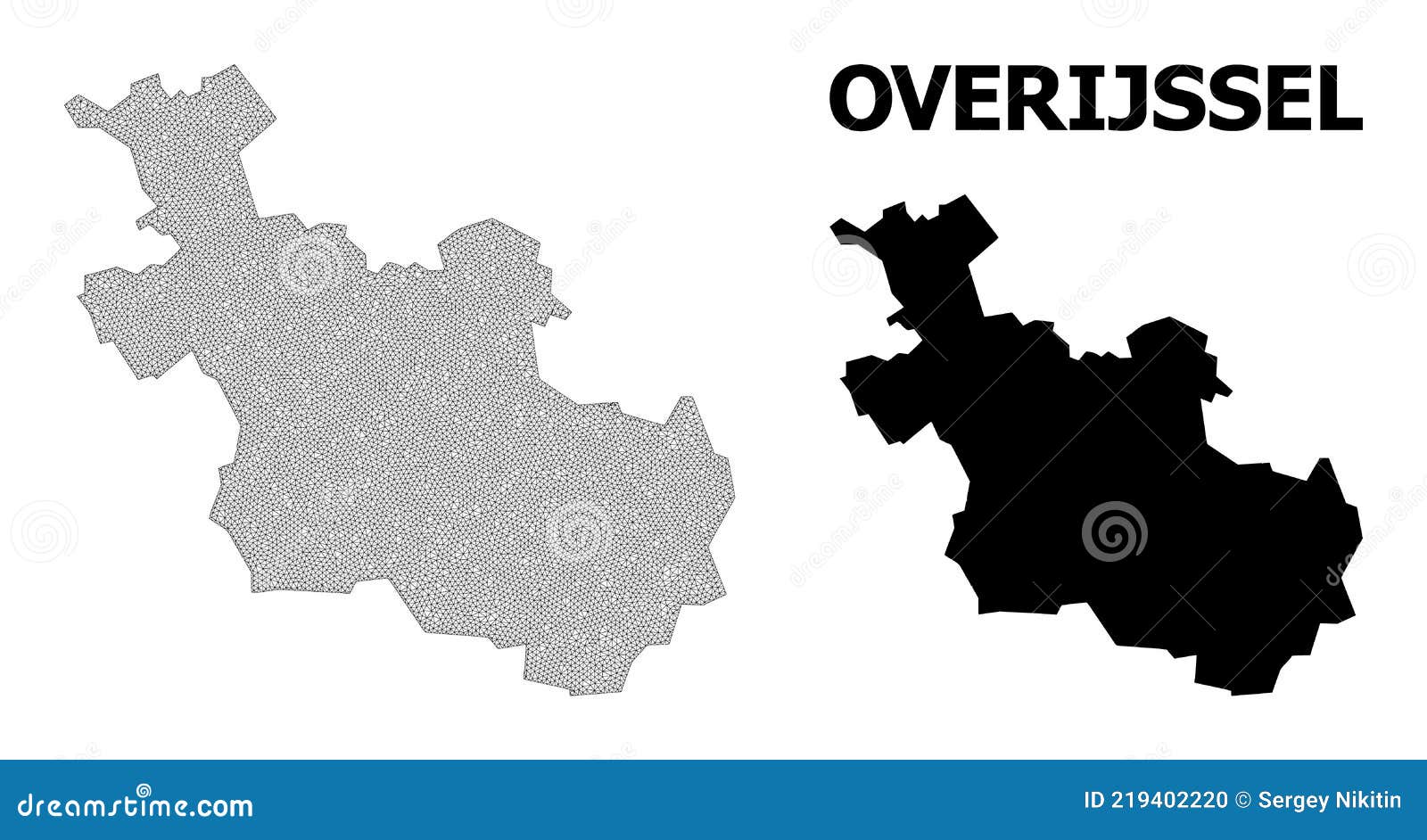 Polygonal Wire Frame Mesh High Detail Vector Map of Overijssel Province ...