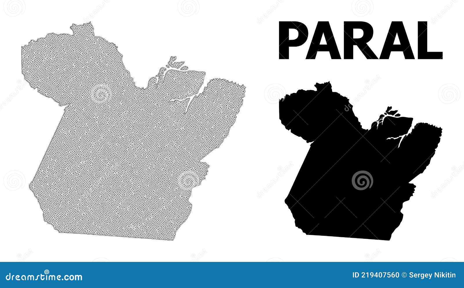 Polygonal Wire Frame Mesh High Detail Vector Map of Paral State ...