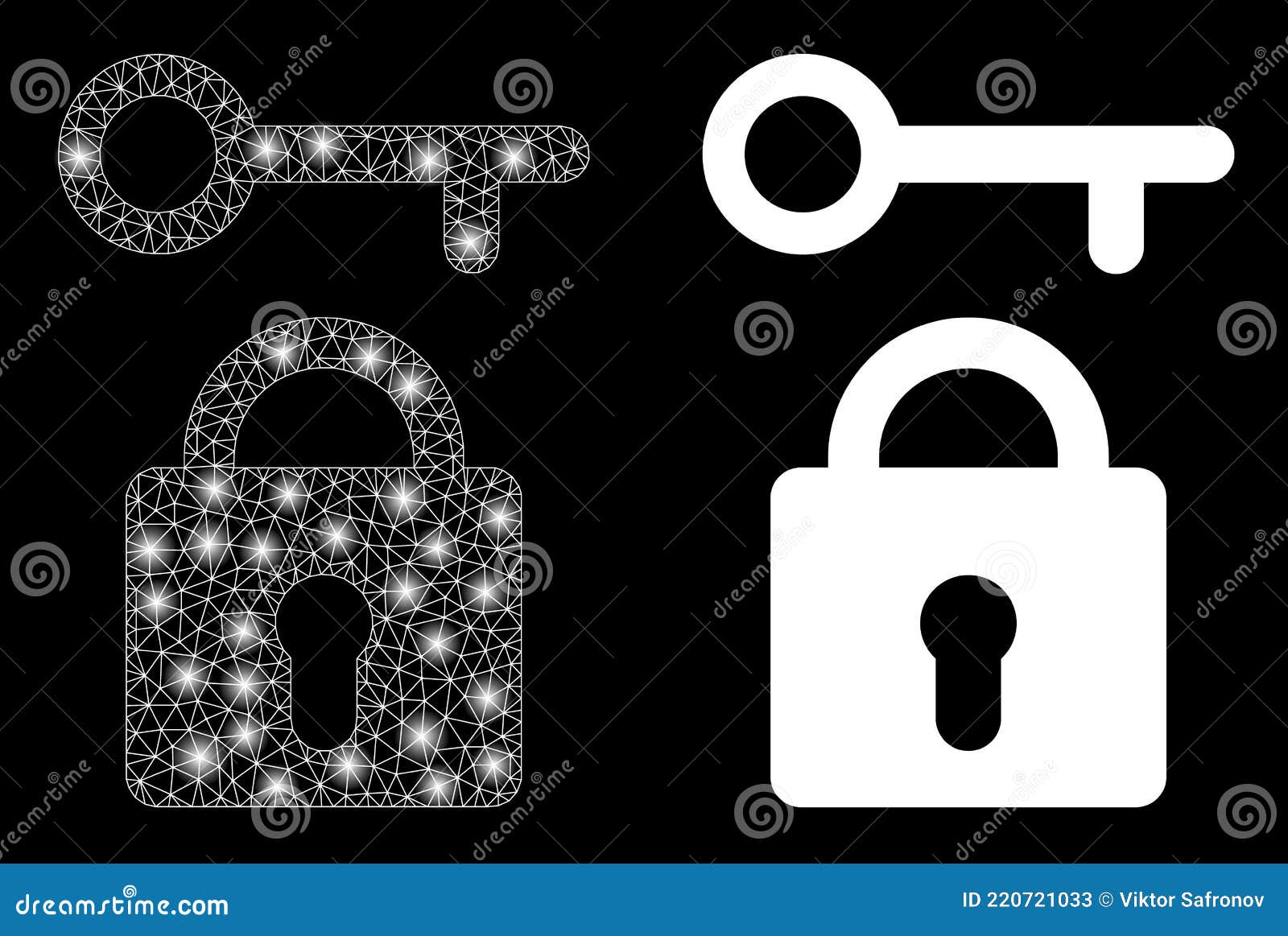 Polygonal Wire Frame Mesh Lock Key with Magic Stock Vector ...