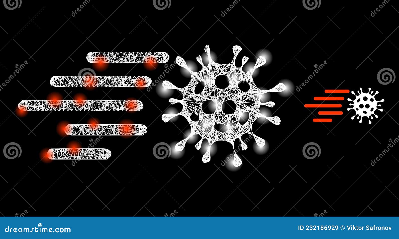 Polygonal Wire Frame Mesh Rush Virus with Glare Spots Stock Vector ...