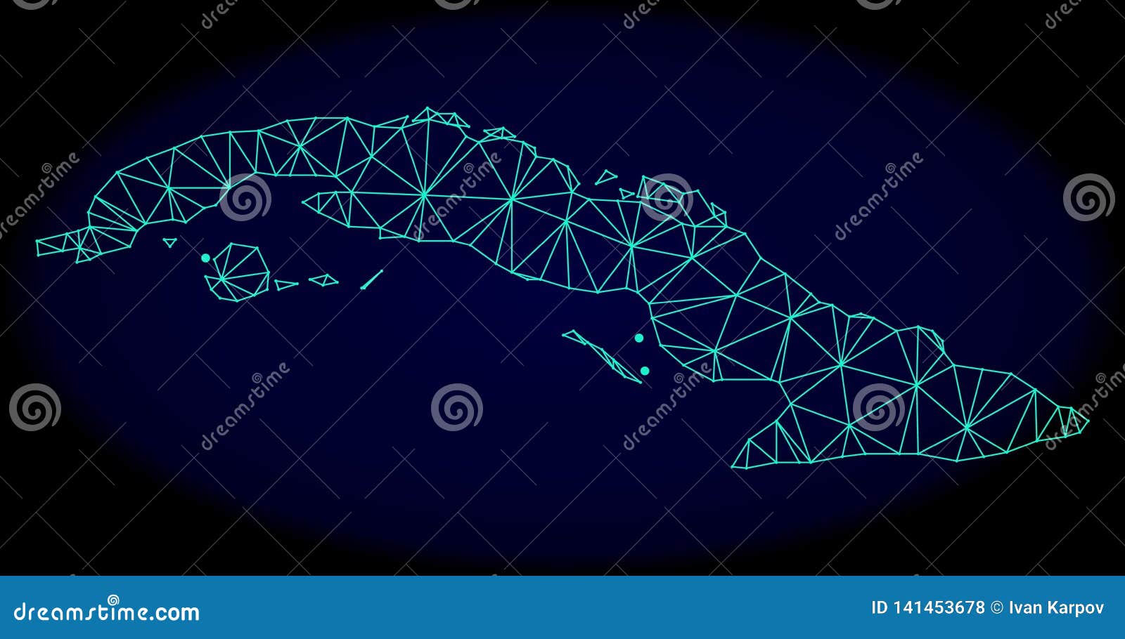 Polygonal Wire Frame Mesh Vector Abstract Map of Cuba Stock Vector ...