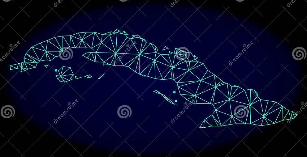 Polygonal Wire Frame Mesh Vector Abstract Map of Cuba Stock Vector ...