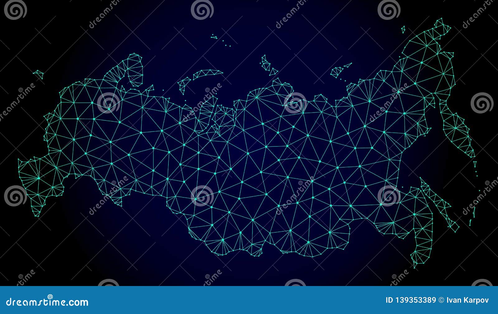 Polygonal Wire Frame Mesh Vector Map of Russia Stock Vector ...