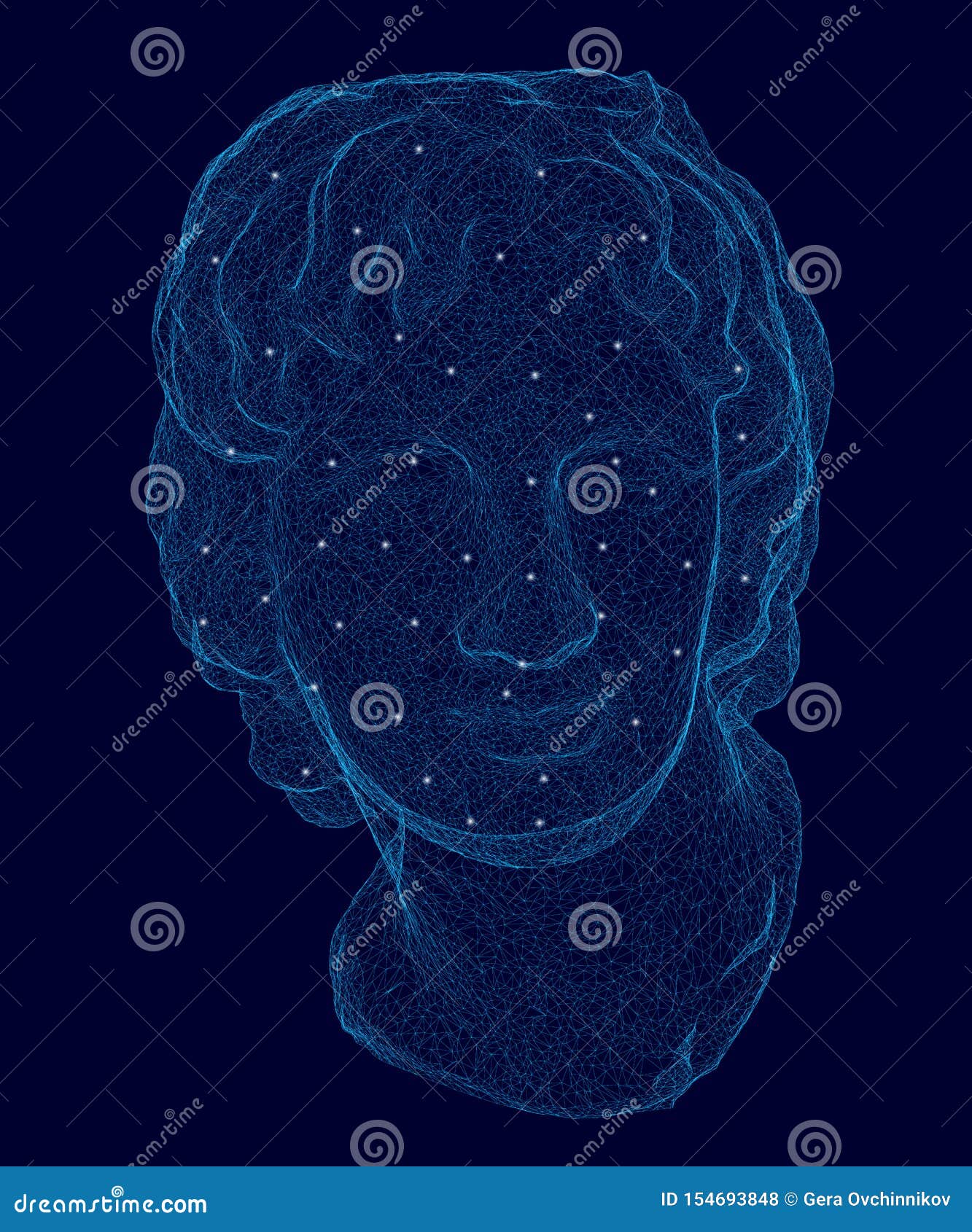 Polygonal Wireframe of the Head of David. Abstract Sculpture of David ...