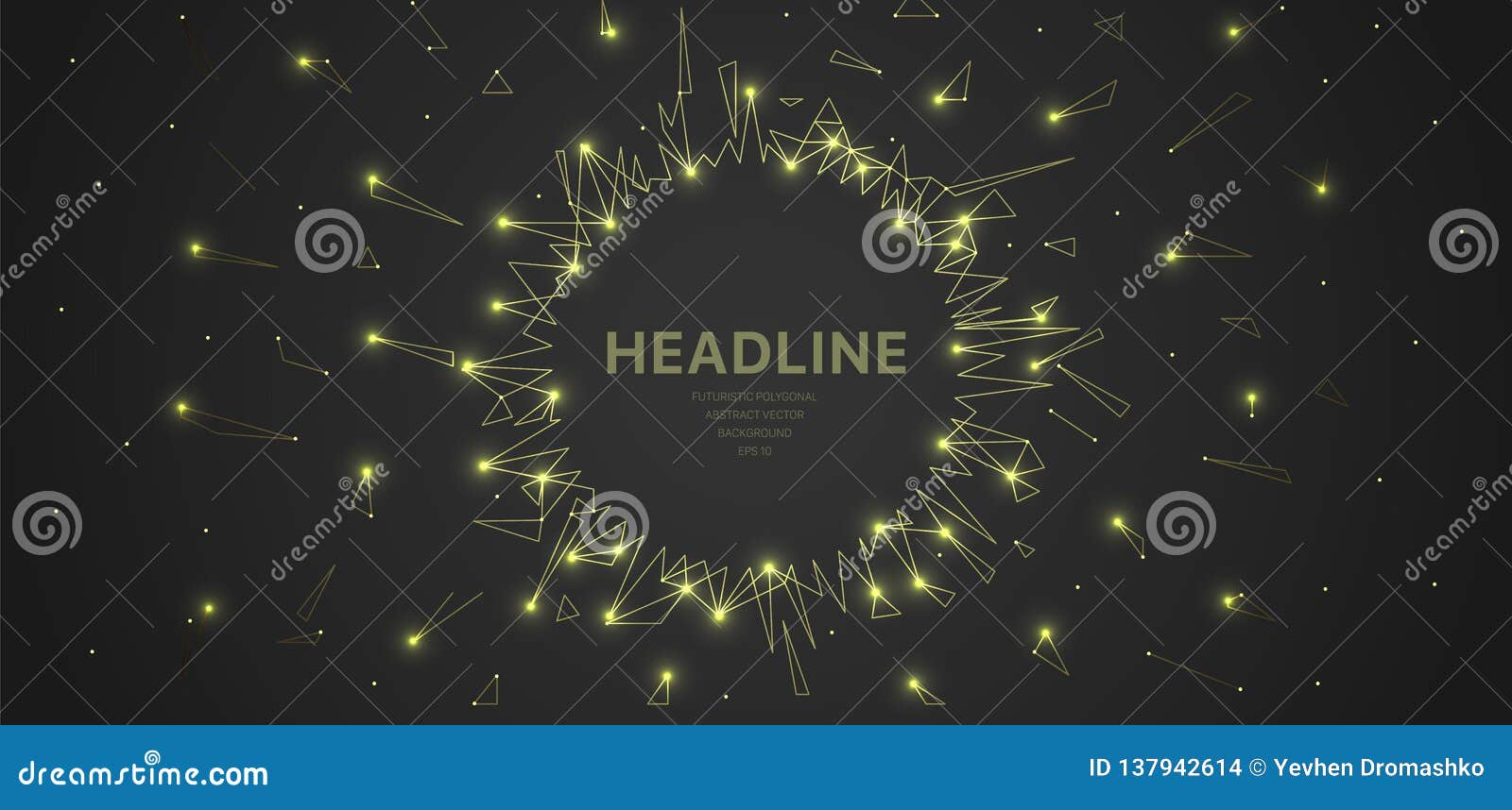 Polygonal Wireframe Mesh Futuristic with Circle Frame, Concept Sign on ...