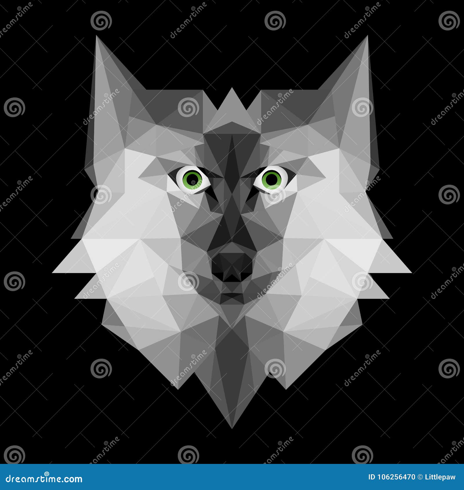 Polygonal Wolf In Hill, Rock. Vector Animal Illustration In Low Poly ...