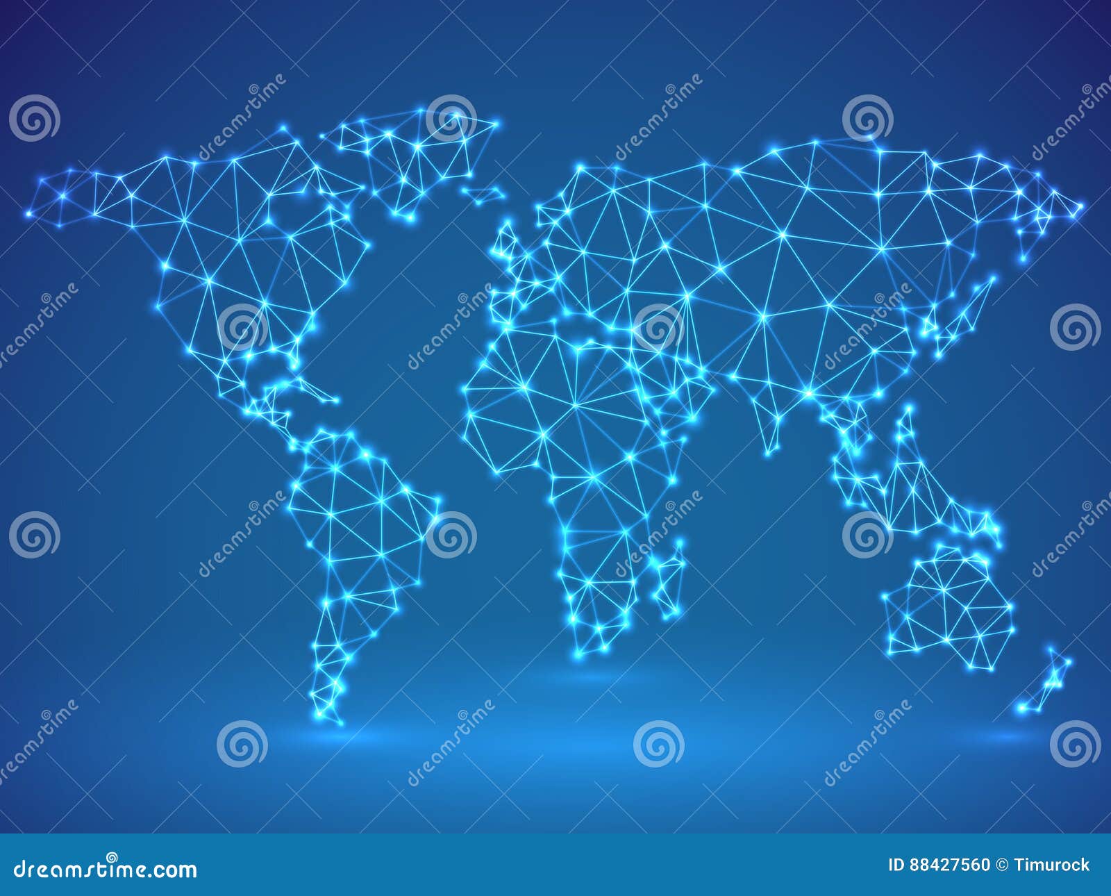 Polygonal World Map stock vector. Illustration of blue - 88427560