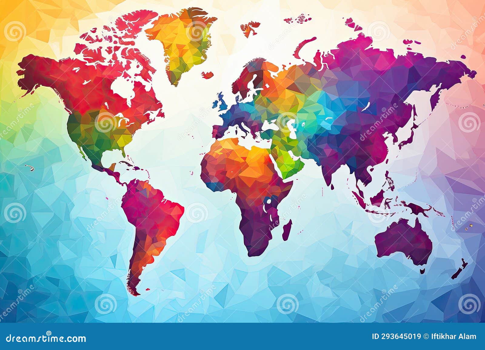 Polygonal World Map. Multicolor Background. Vector Illustration ...