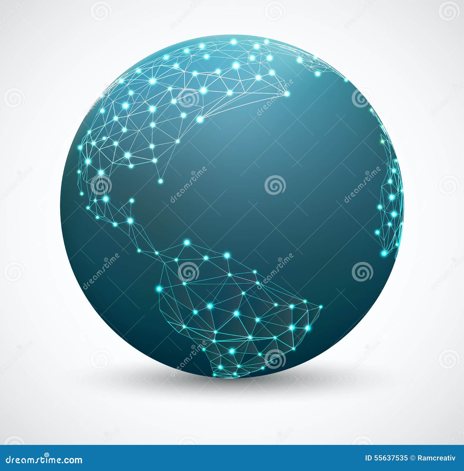 Polygonal World Map with Points. Network Connections, Network Globe ...