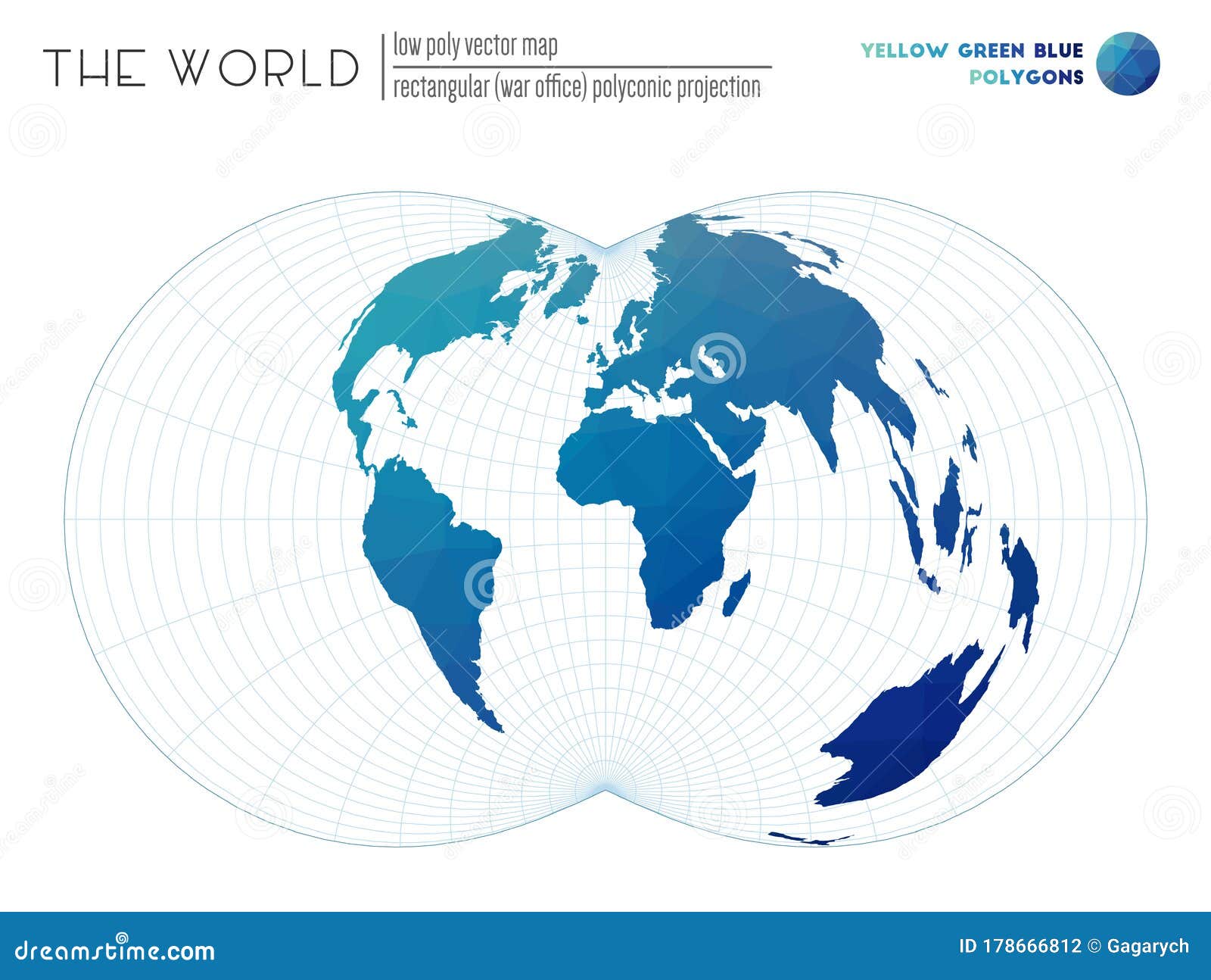 Polygonal world map. stock vector. Illustration of business - 178666812