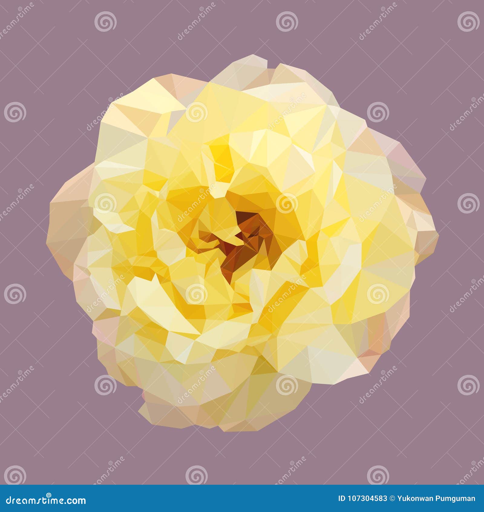 Polygonal Yellow Rose, Isolated Polygon Vector Flower Stock Vector ...