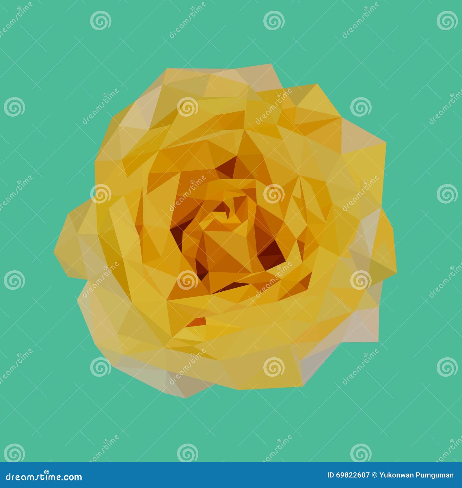 Polygonal Yellow Rose, Polygon Flower, Isolated Vector Stock Vector ...