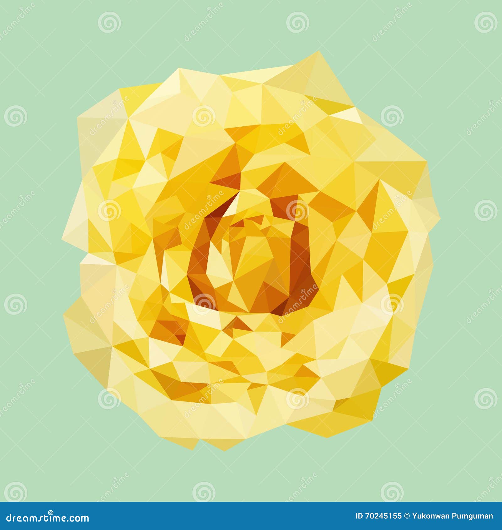 Polygonal Yellow Rose, Polygon Flower, Isolated Vector Stock Vector ...