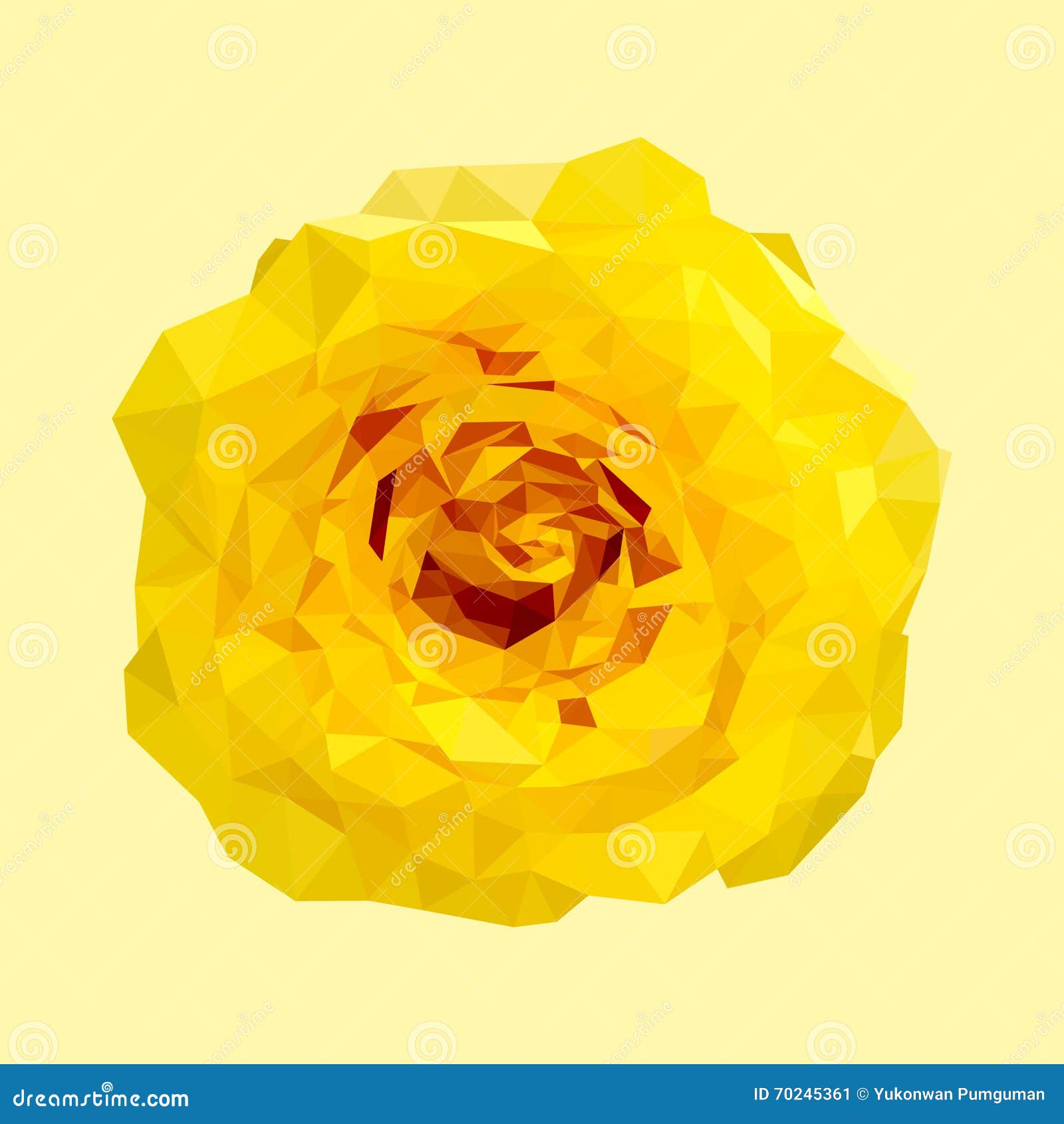 Polygonal Yellow Rose, Polygon Geometric Flower, Isolated, Vector Stock ...