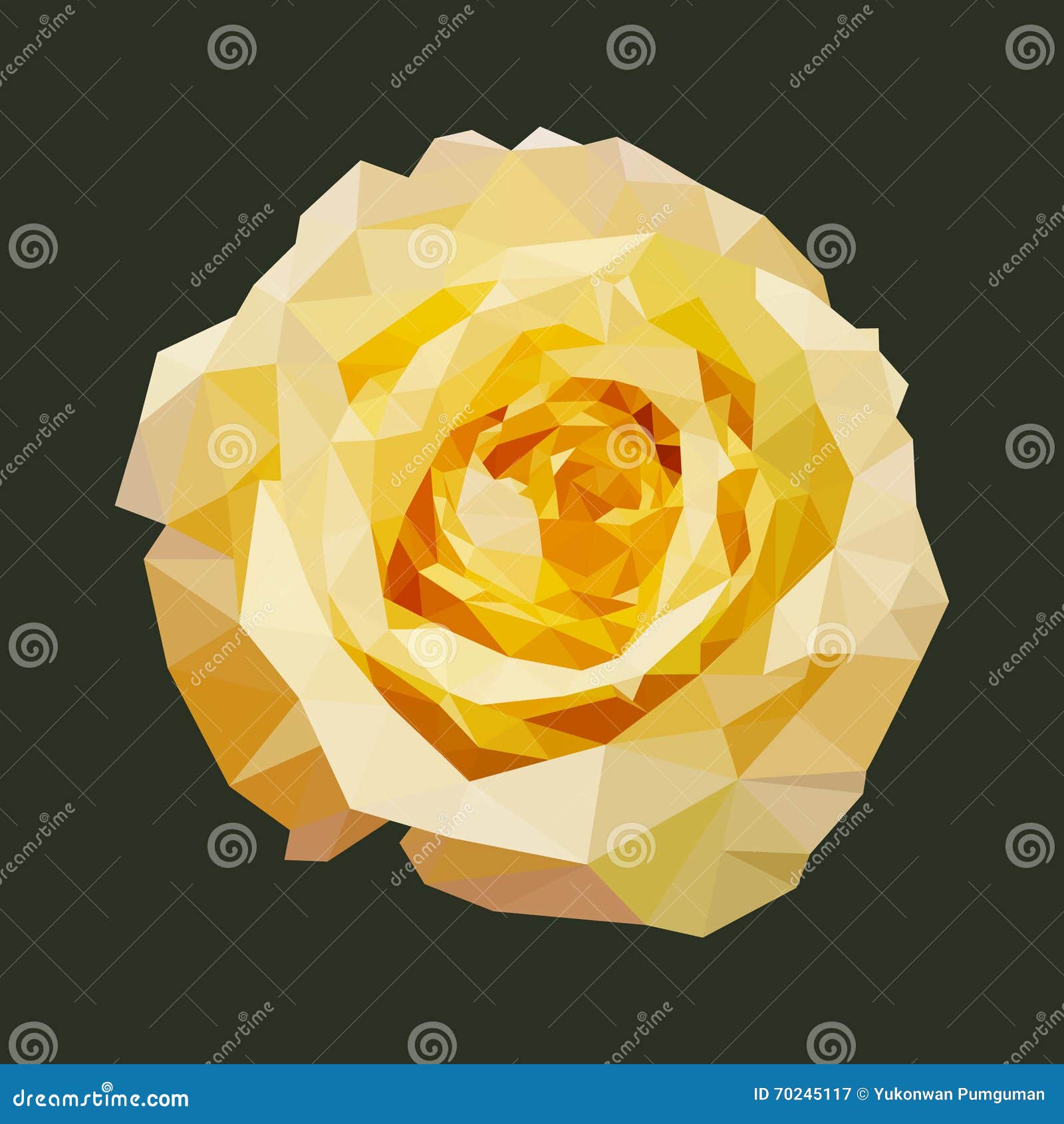 Polygonal Yellow Rose, Polygon Geometric Flower, Isolated Vector Stock ...