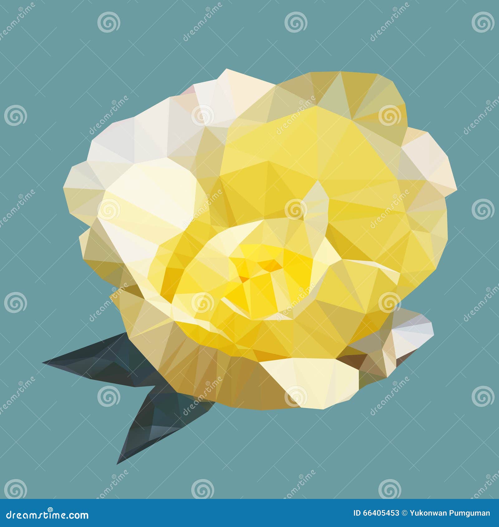 Polygonal Yellow Rose, Polygon Geometric Flower, Vector Stock Vector ...