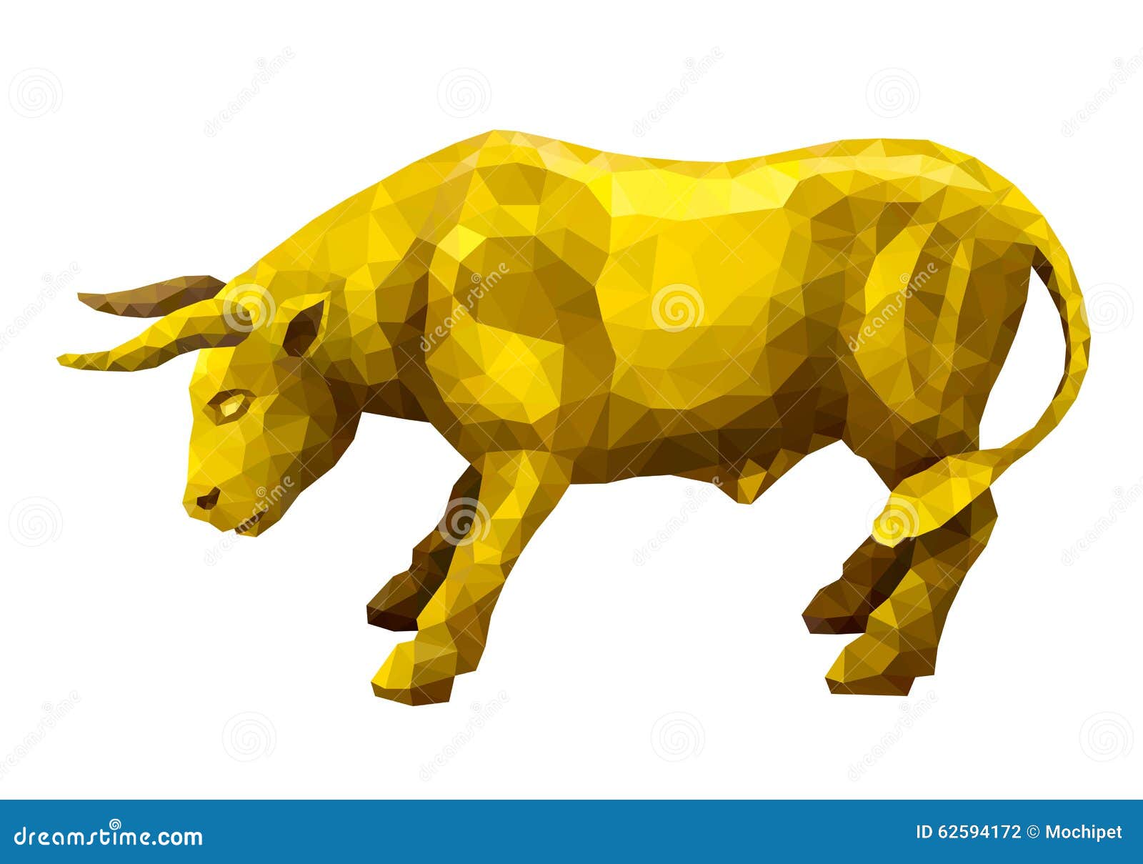 Polygonaler goldener Stier vektor abbildung. Illustration von büffel ...