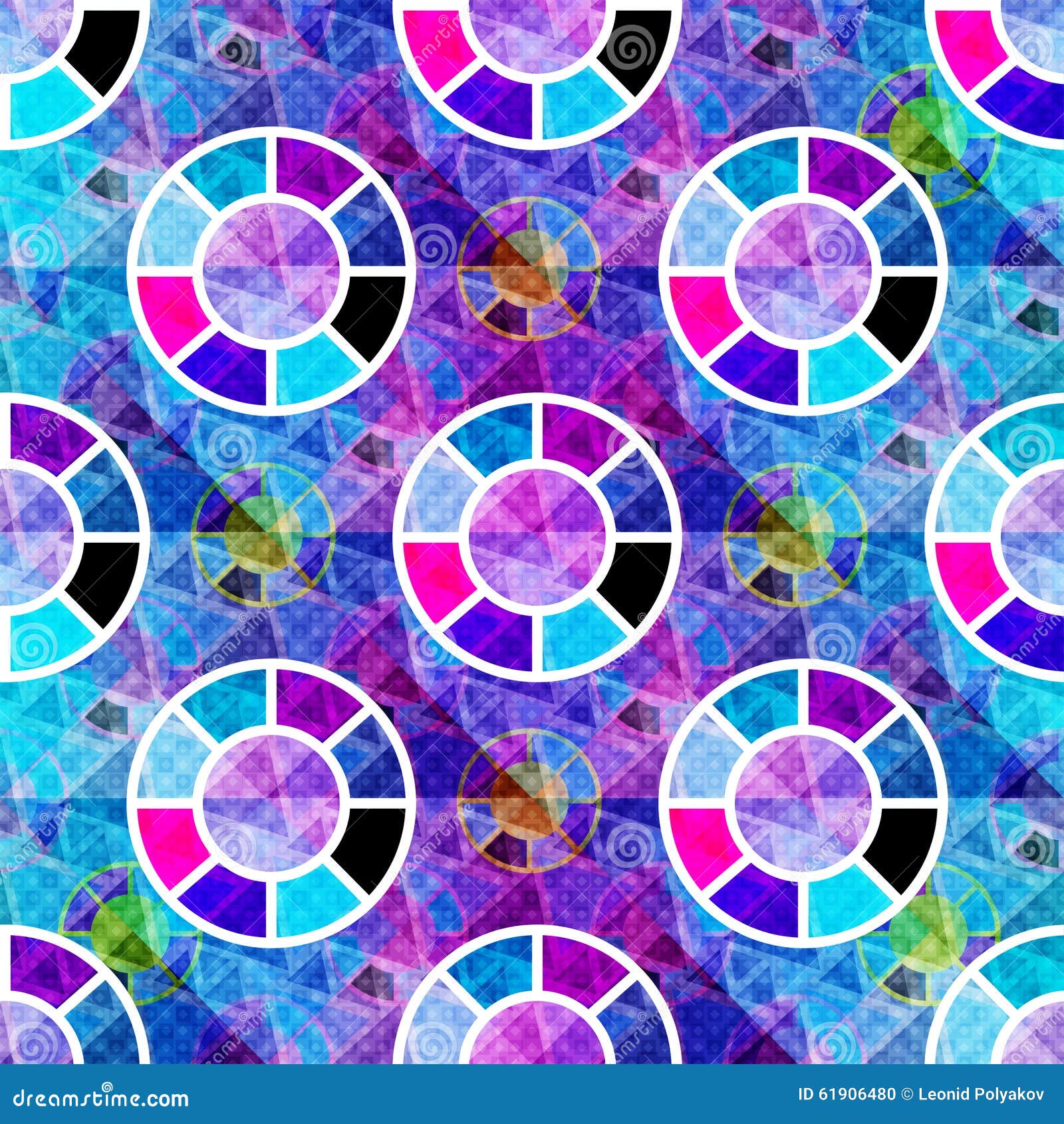 Polygons And Circles On A White Background Seamless Pattern Cartoon ...