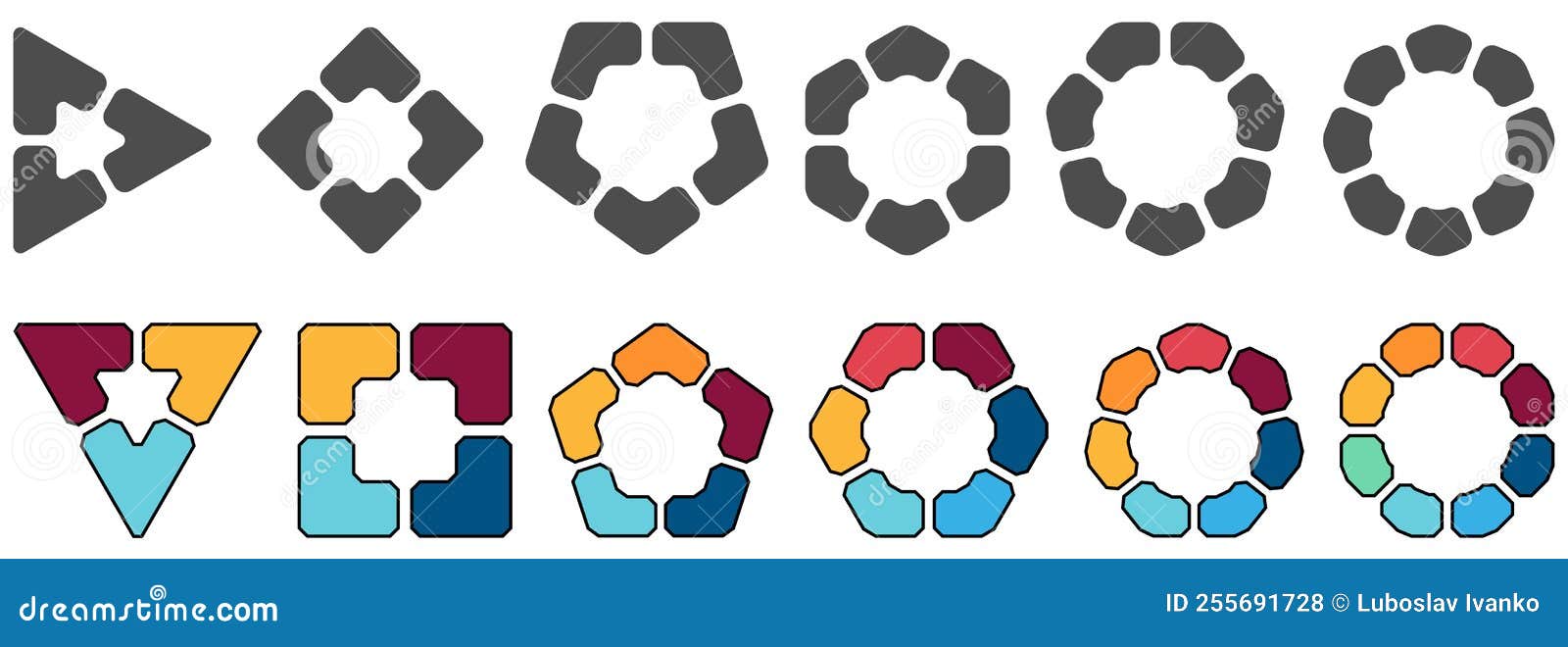 Polygons Divided into Equal Parts, Empty Space in Middle Slightly ...