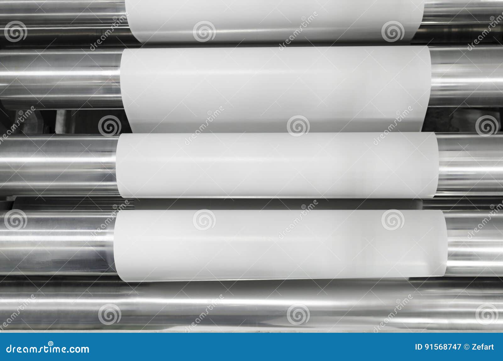 Polygraphic Printing Process and White Paper and Rollers Stock Image ...