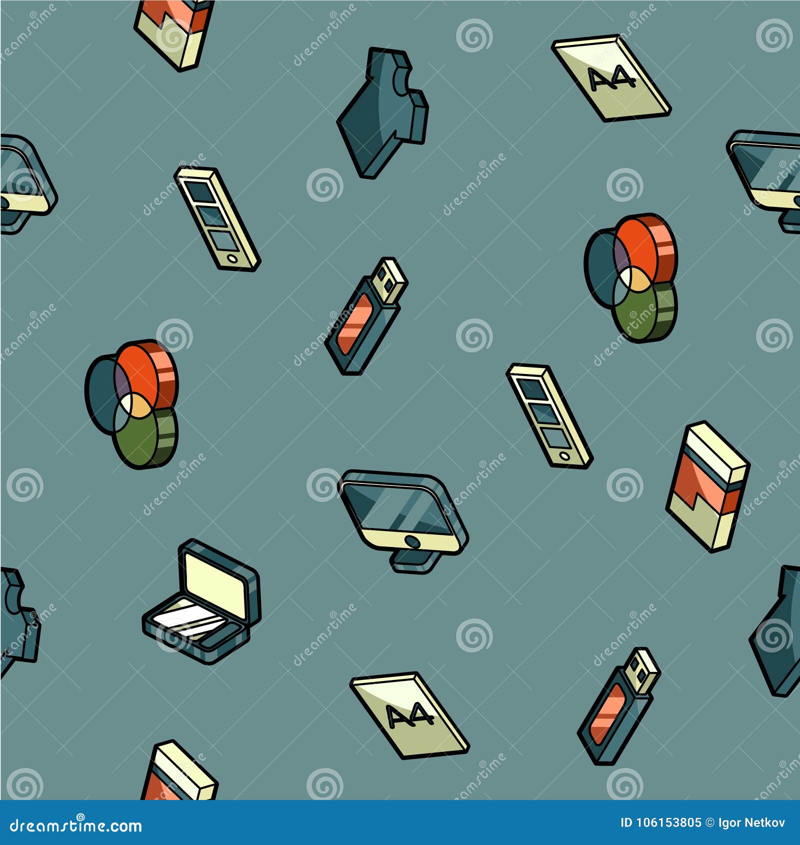 Polygraphy Color Outline Isometric Pattern Stock Vector - Illustration ...