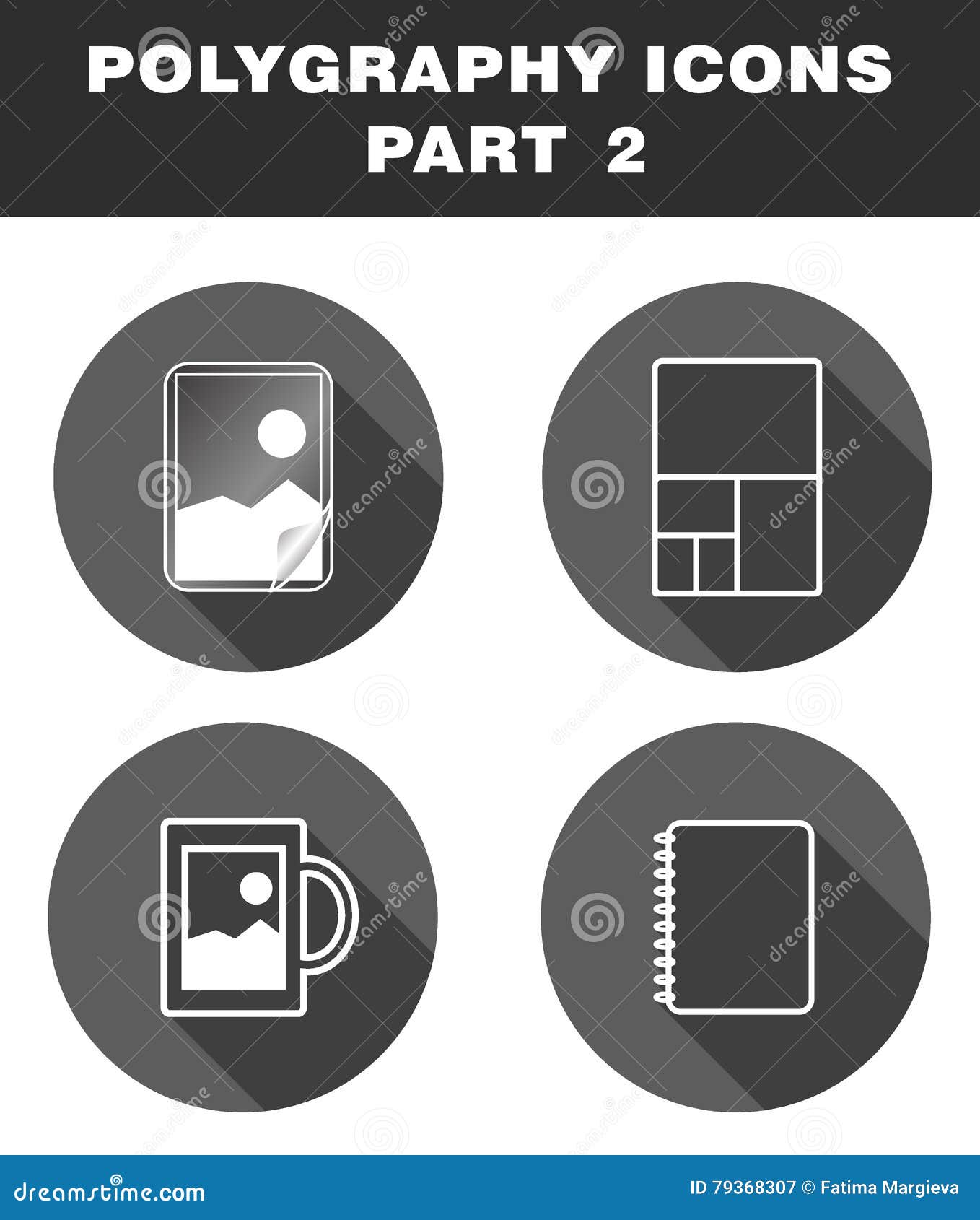 Polygraphy icons stock vector. Illustration of office - 79368307