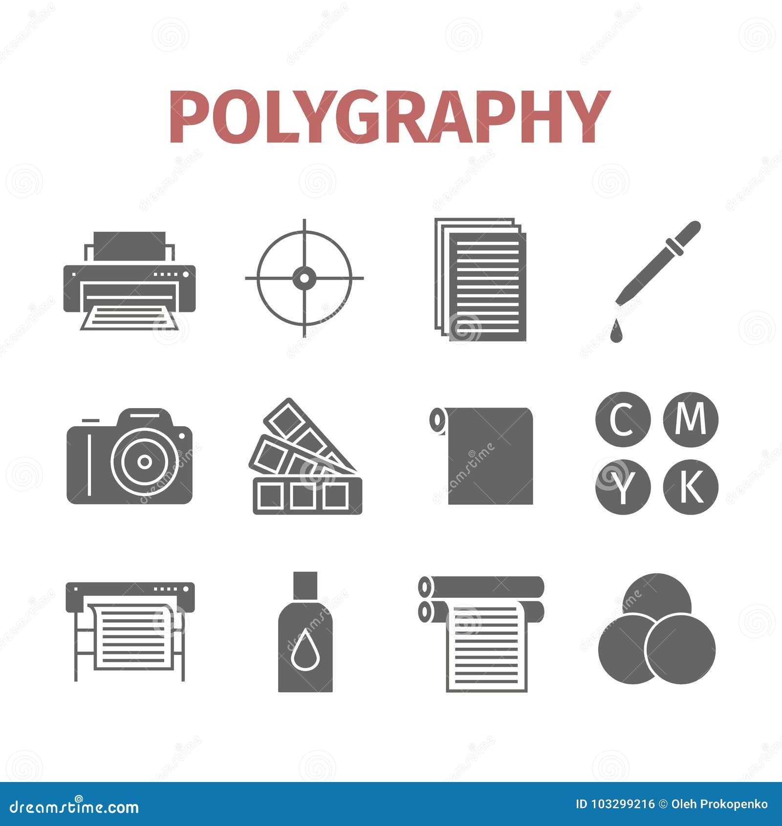 Polygraphy Icons Set. Vector Infographic Stock Vector - Illustration of ...