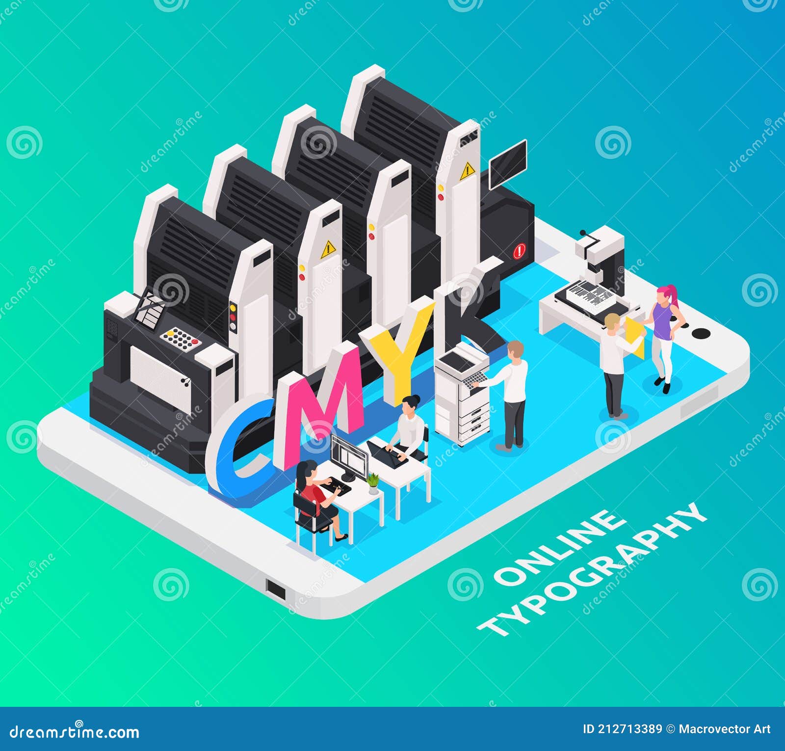 Polygraphy Industry Concept Stock Vector - Illustration of online ...