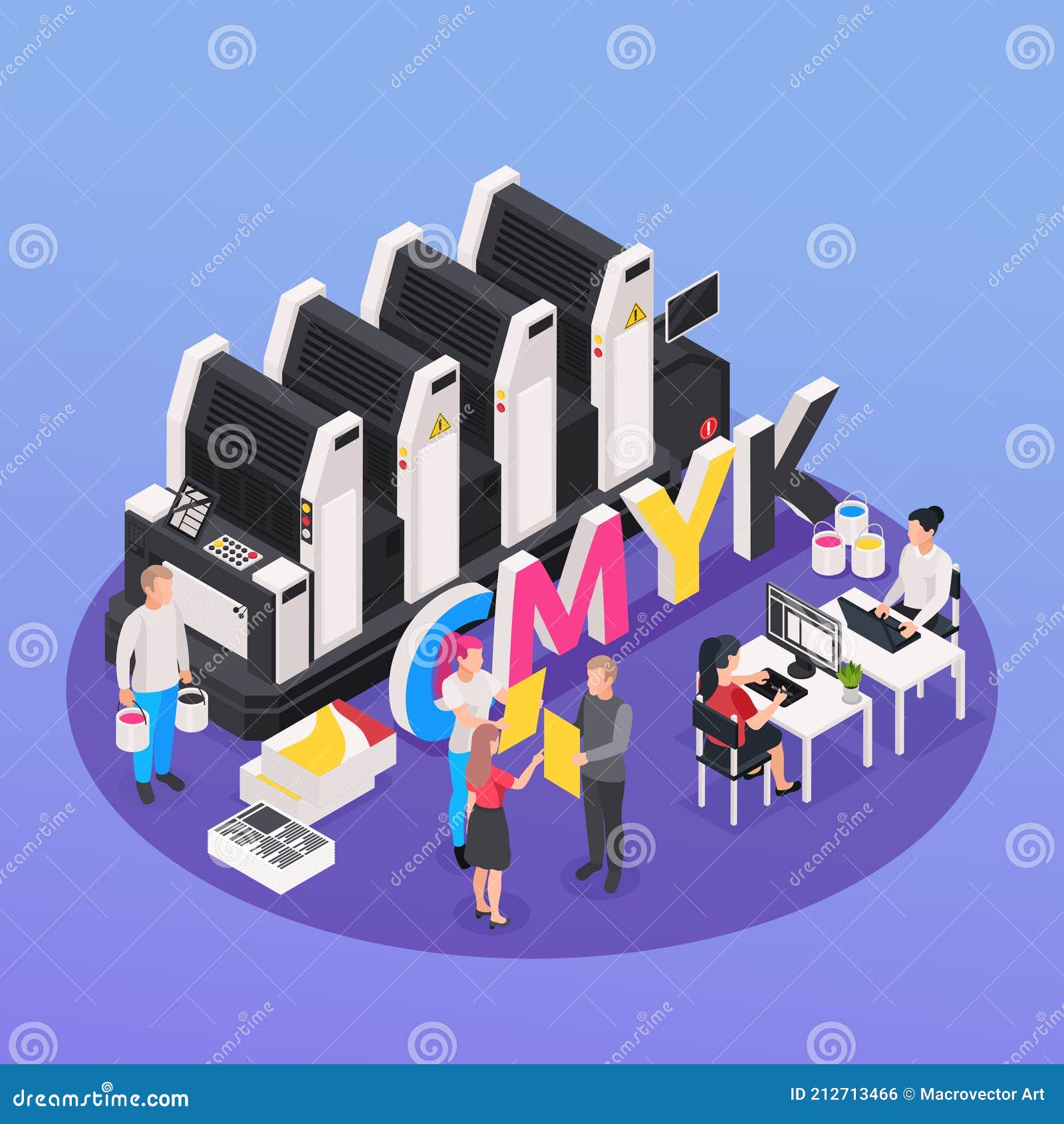 Polygraphy Isometric Composition Stock Vector - Illustration of edit ...