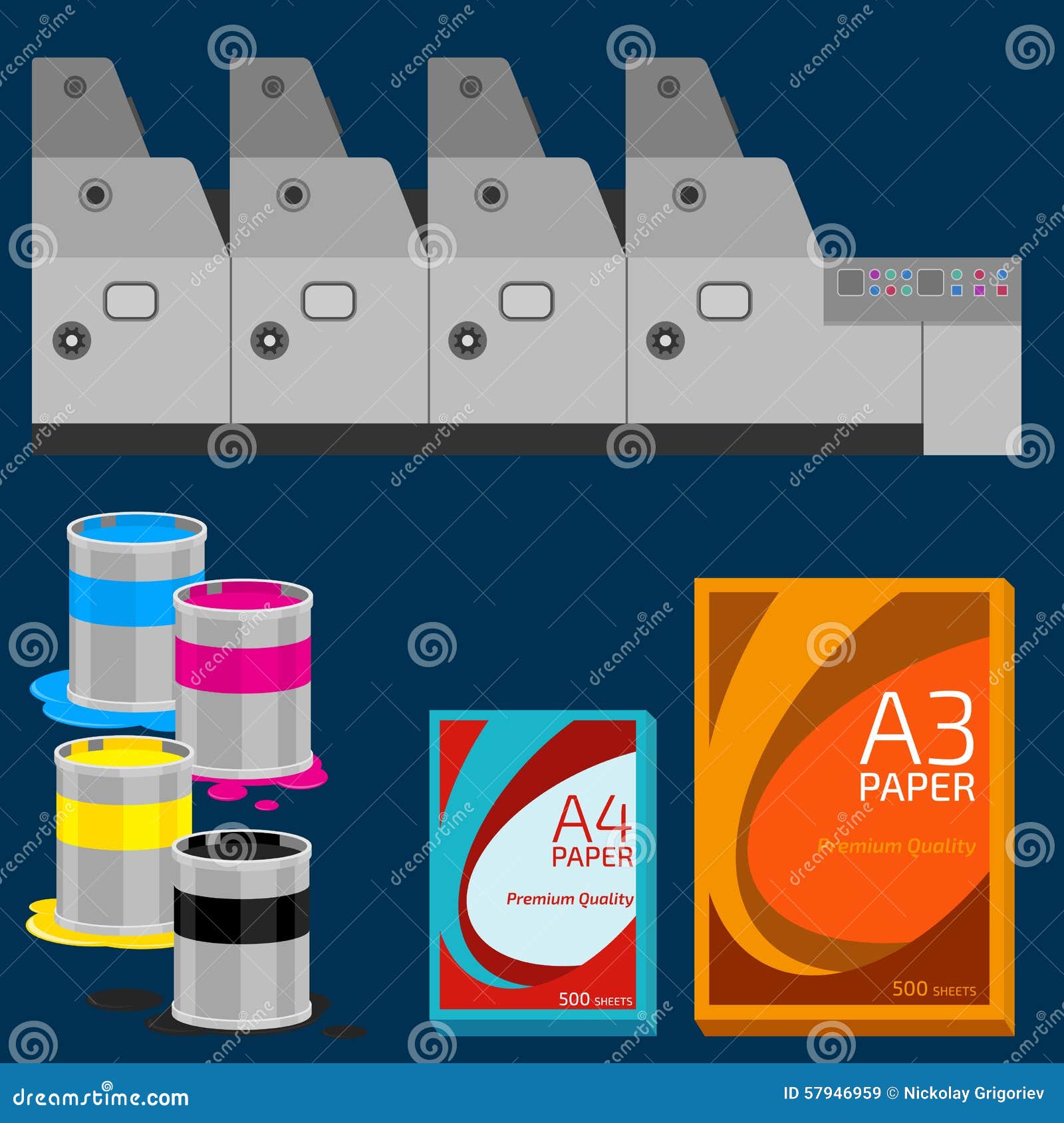 Polygraphy set stock vector. Illustration of business - 57946959