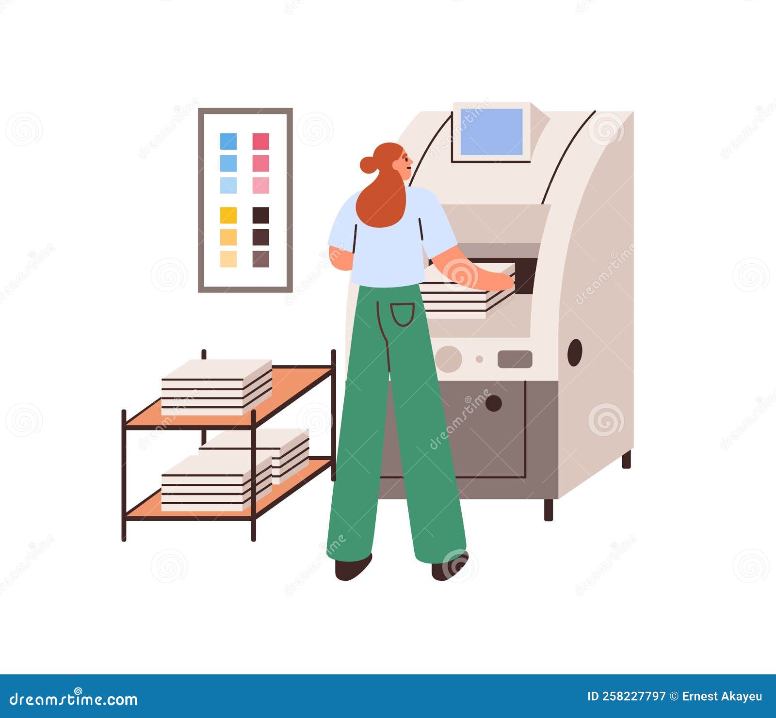 Polygraphy Worker Working With Copies And Cutter Machine In Printing ...