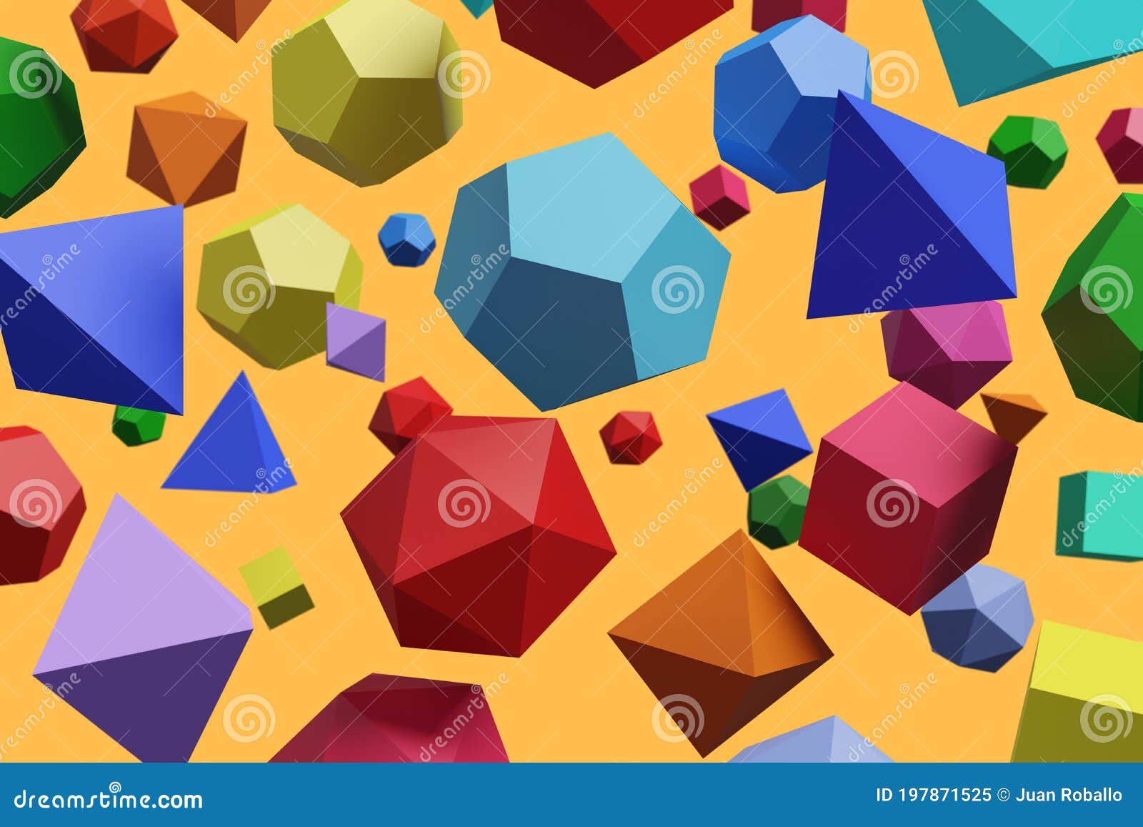 Polyhedra of Different Colors. Platonic Solids Stock Illustration ...
