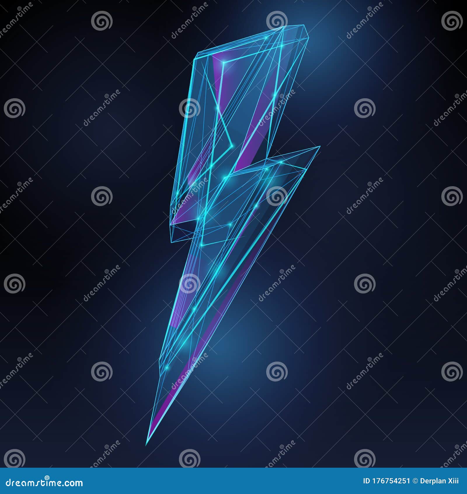 Polyhedral Blue Translucent Shining Lightning Stock Illustration ...