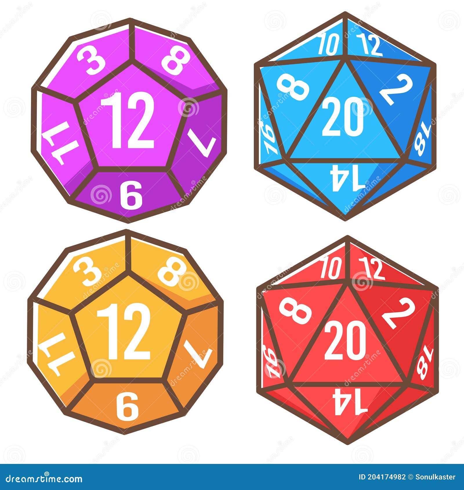 Dice And Polyhedron For Fantasy RPG, Table Top Games Equipment Vector ...