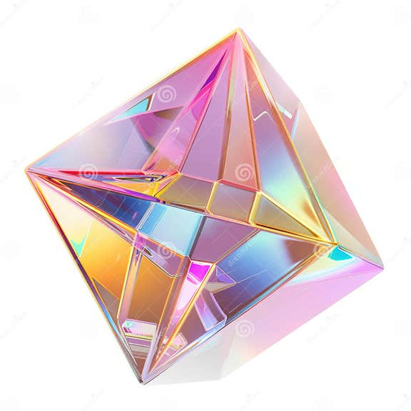 Polyhedron with a Translucent, Iridescent Surface Stock Image - Image ...