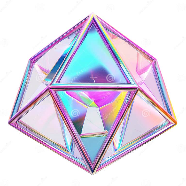 Polyhedron with a Translucent, Iridescent Surface Stock Image - Image ...