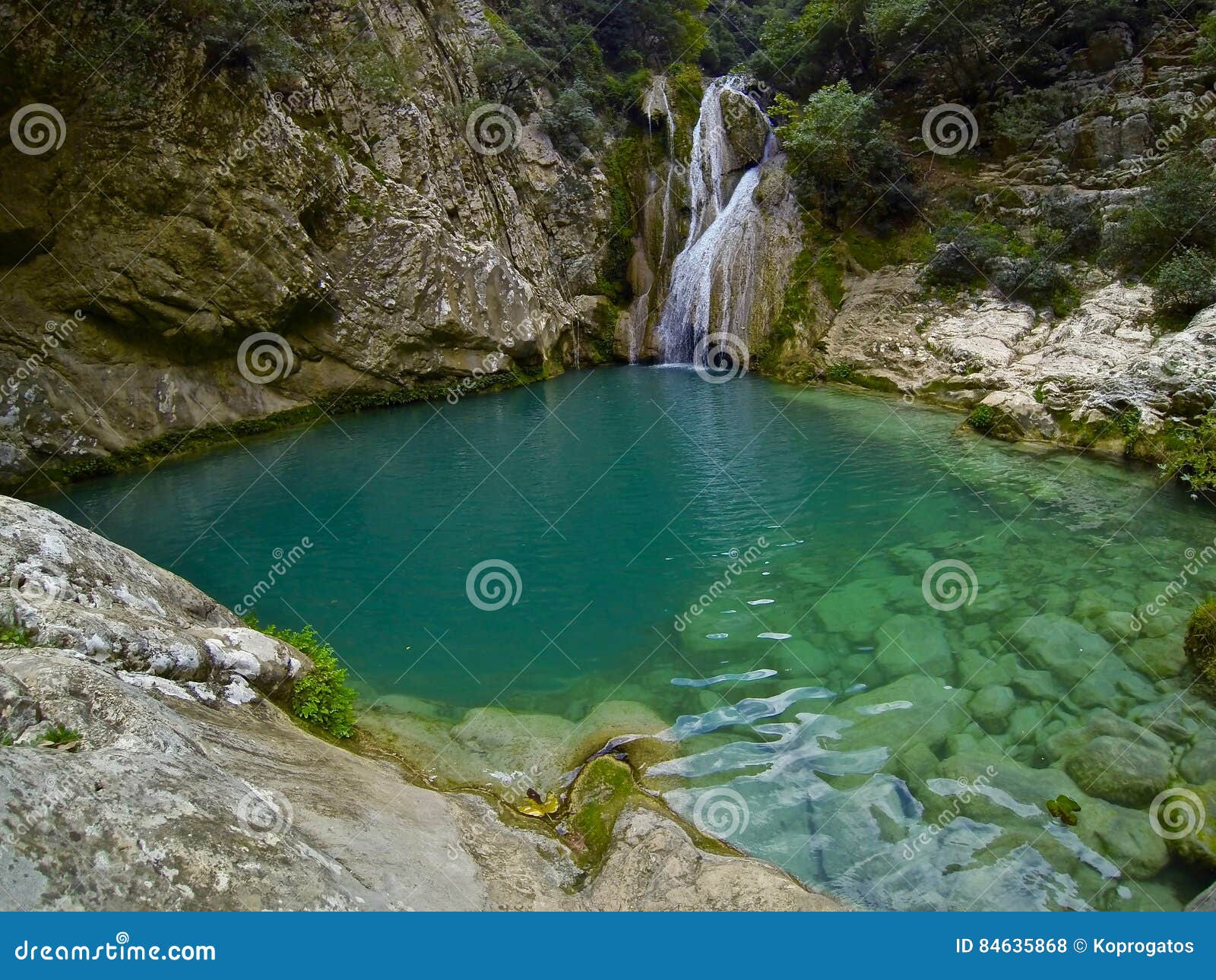 Polylimnio waterfalls stock photo. Image of greece, messinia - 84635868