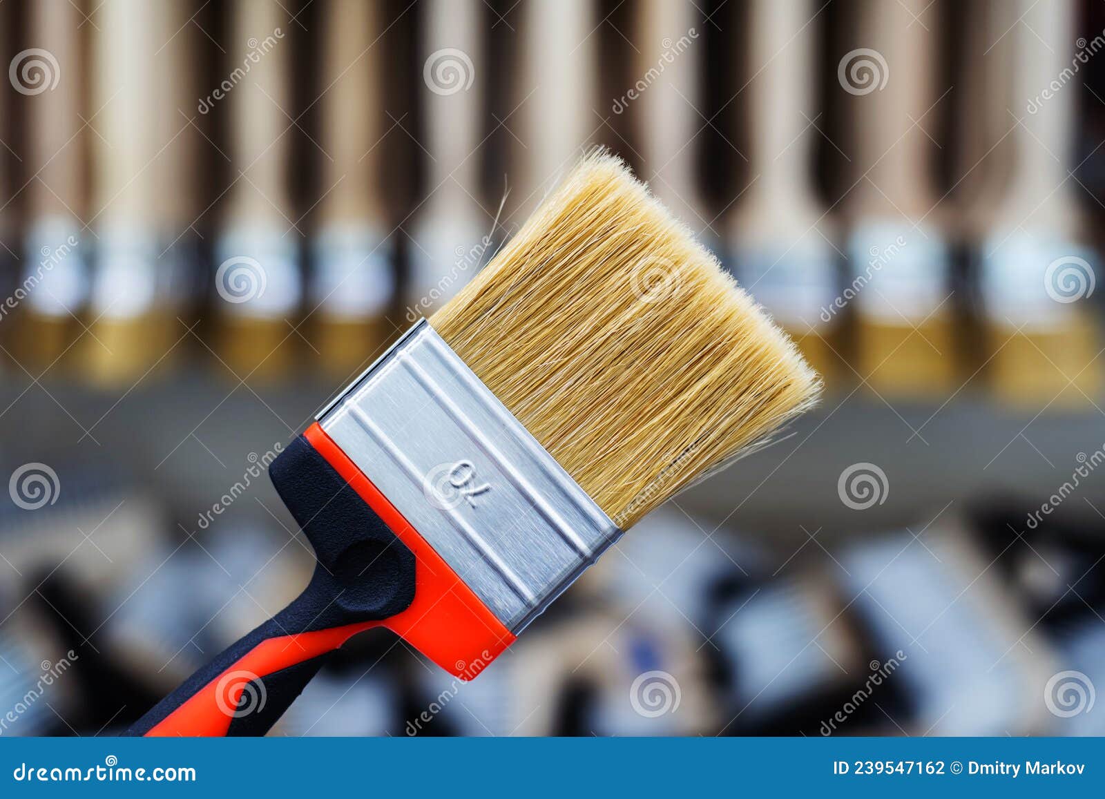 Polymer Brush for Different Paints on the Background of a Showcase with ...