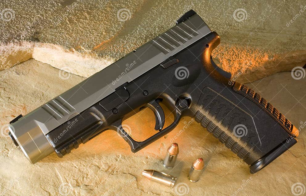Polymer handgun stock image. Image of weapon, bullets - 15036197