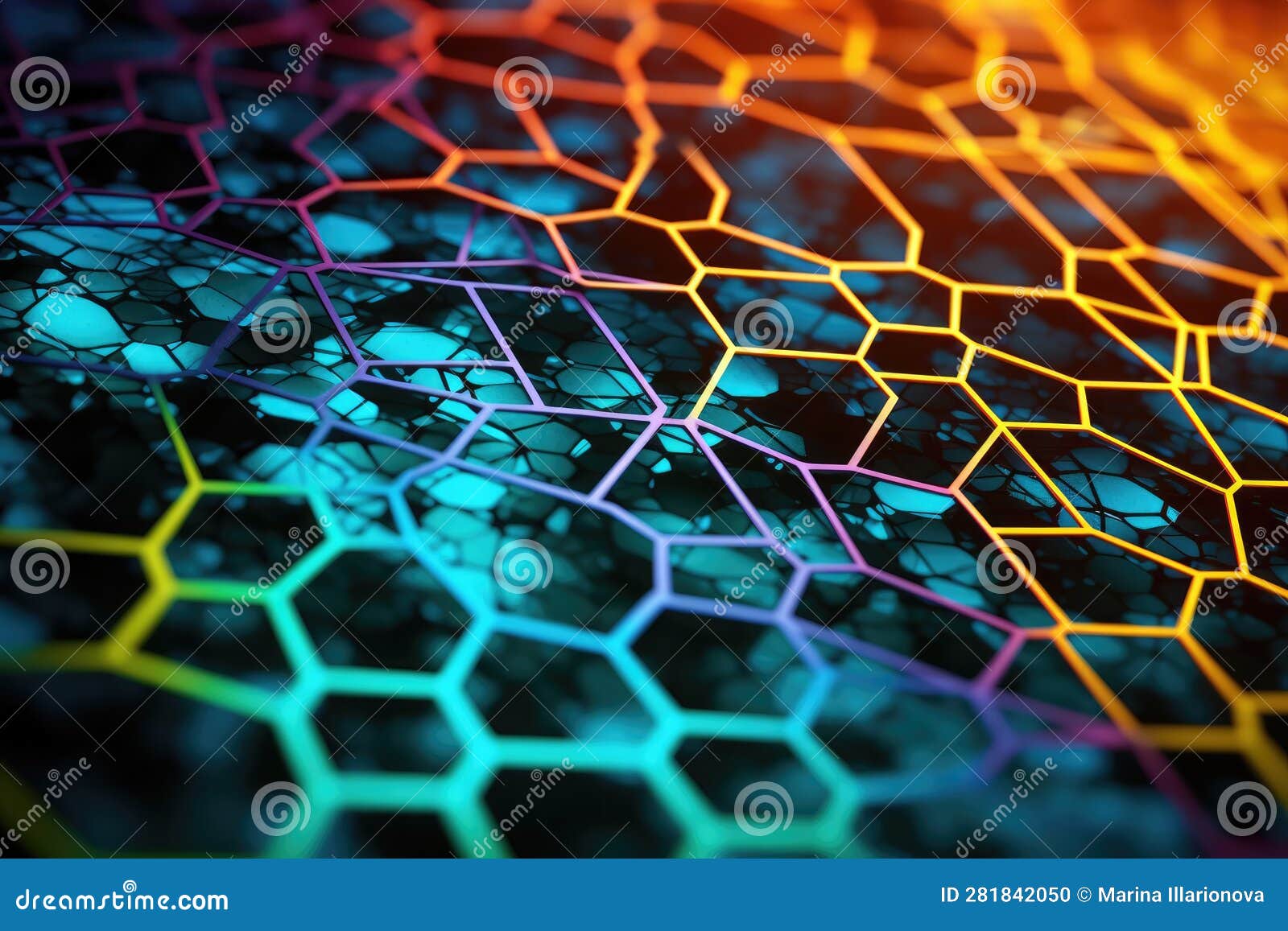 Polymer Structure Background in Neon Bright Colors. Generative AI Stock ...