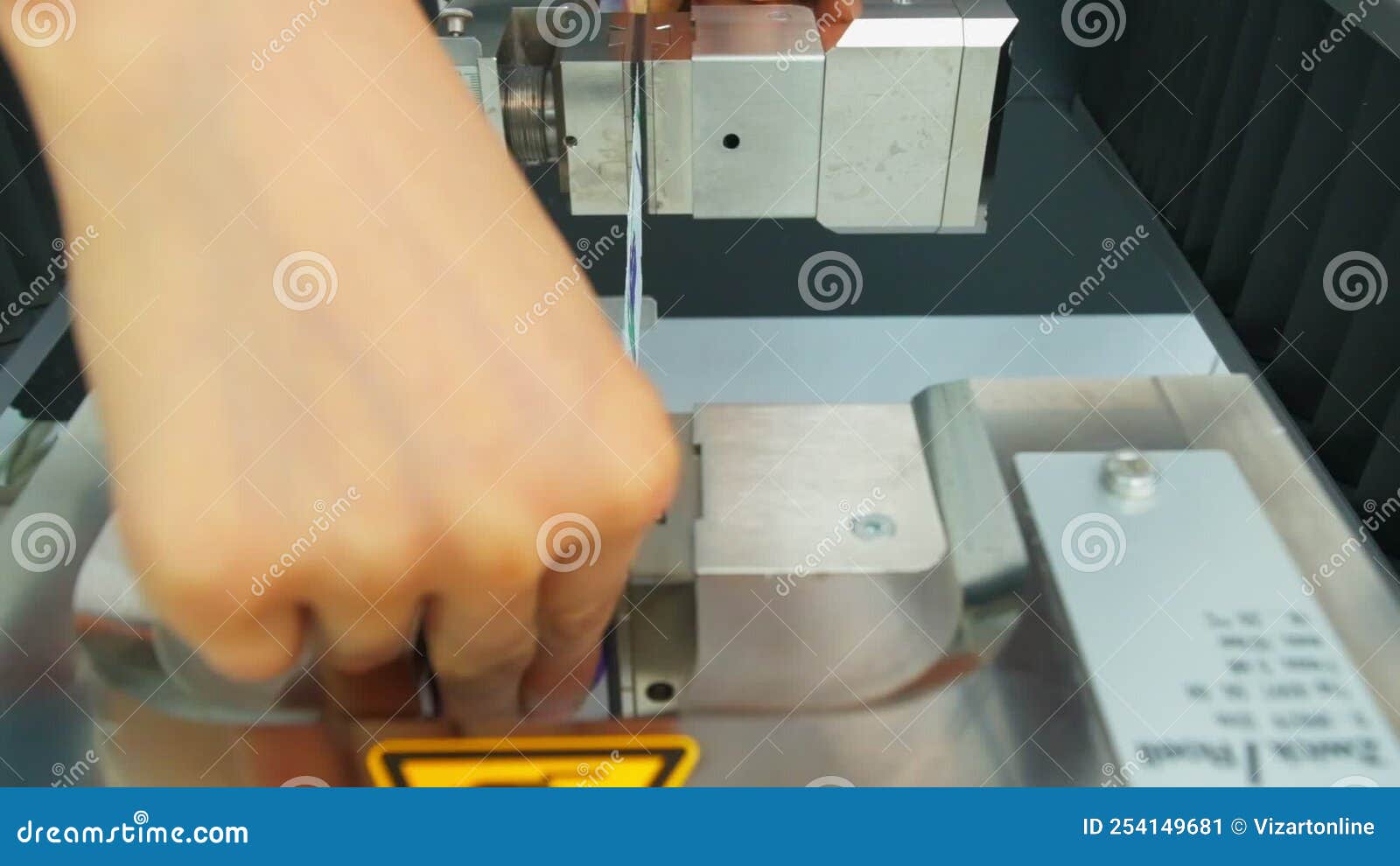 Polymer Thread Sample Tape is Tested for Strength in Slow Motion Stock ...